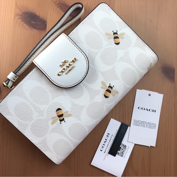 Coach | Bags | Coach Tech Wallet In Signature Canvas With Bee Print ...